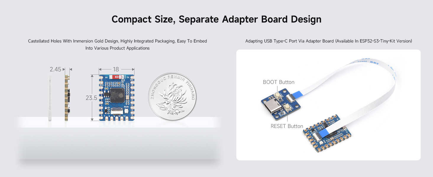 Waveshare ESP32-S3 Mini Development Board, Based On ESP32-S3FH4R2 Dual ...