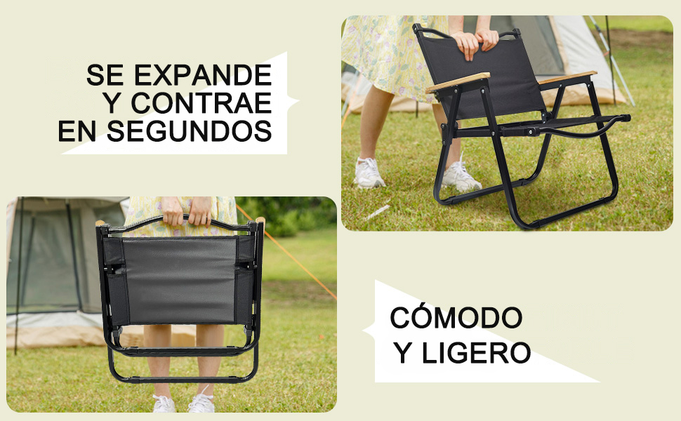 Silla Plegable de Camping,Estructura de Acero Resistente y Asiento de Lona Impermeable,Silla ...
