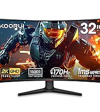 Amazon.com: KOORUI 32 inch Curved Gaming Monitor - QHD (2560 x 1440) 2K Display, 170Hz 144Hz ...