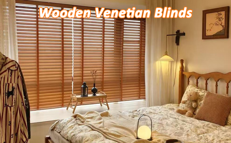Amazon.com: 2" Slats Wood Venetian Blinds for Indoor Windows - Cordless Wooden Window Shades ...