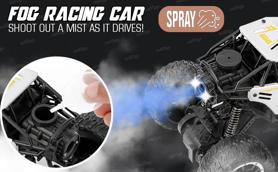 Zest 4 Toyz Remote Control Car for Kids with Mist Smoke Effect 2 WD Monster Truck Rock Crawler ...