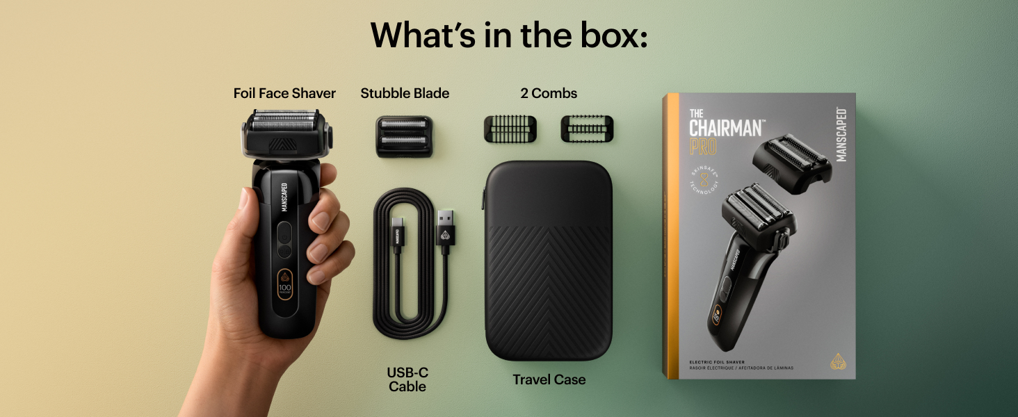 Amazon.com: MANSCAPED® The Chairman™ PRO Men’s Electric Foil Face Shaver - Two Interchangeable ...