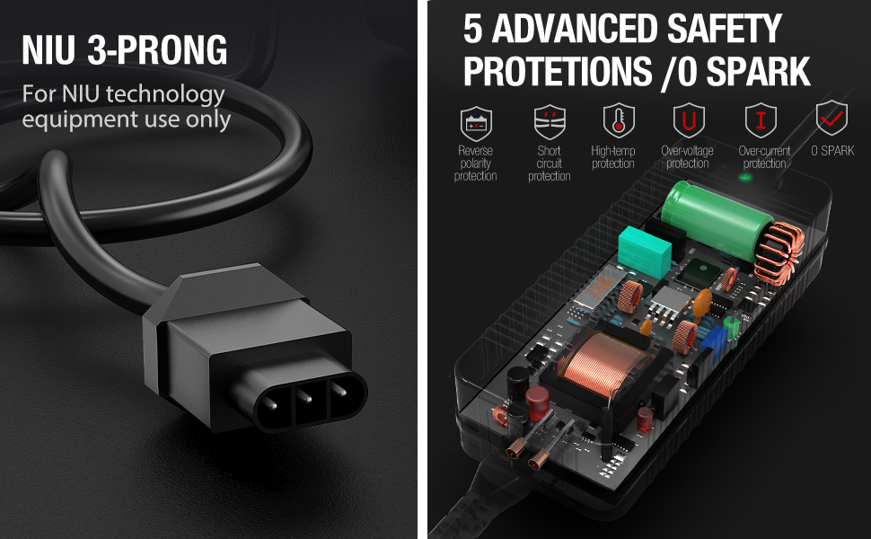Amazon.com: 53.5V 2A Scooter Charger for NIU KQi3/KQi3 Pro/Sport/Max & KQi2/KQi2 Pro & KQi1 Pro ...