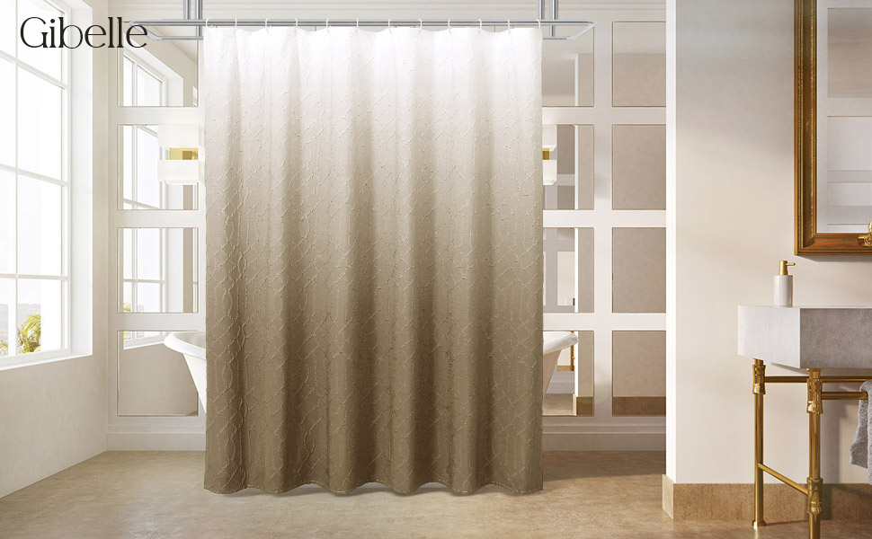 Amazon.com: Gibelle Ombre Brown Shower Curtain for Bathroom, Modern 3D Embossed Geometric ...