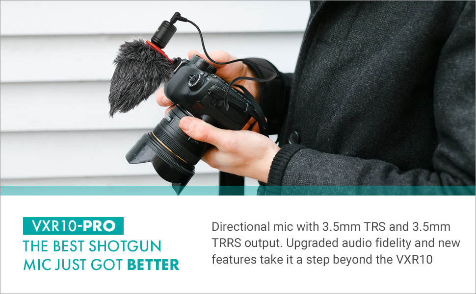Movo VXR10-PRO External Video Microphone for Camera with Rycote Lyre Shock Mount - Battery-Free ...