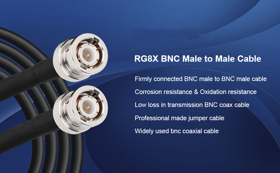 BNC Male to BNC Male Cable 6ft, 50 Ohm BNC Cable,Low Loss KMR240 Coaxial Cable with BNC Male to ...