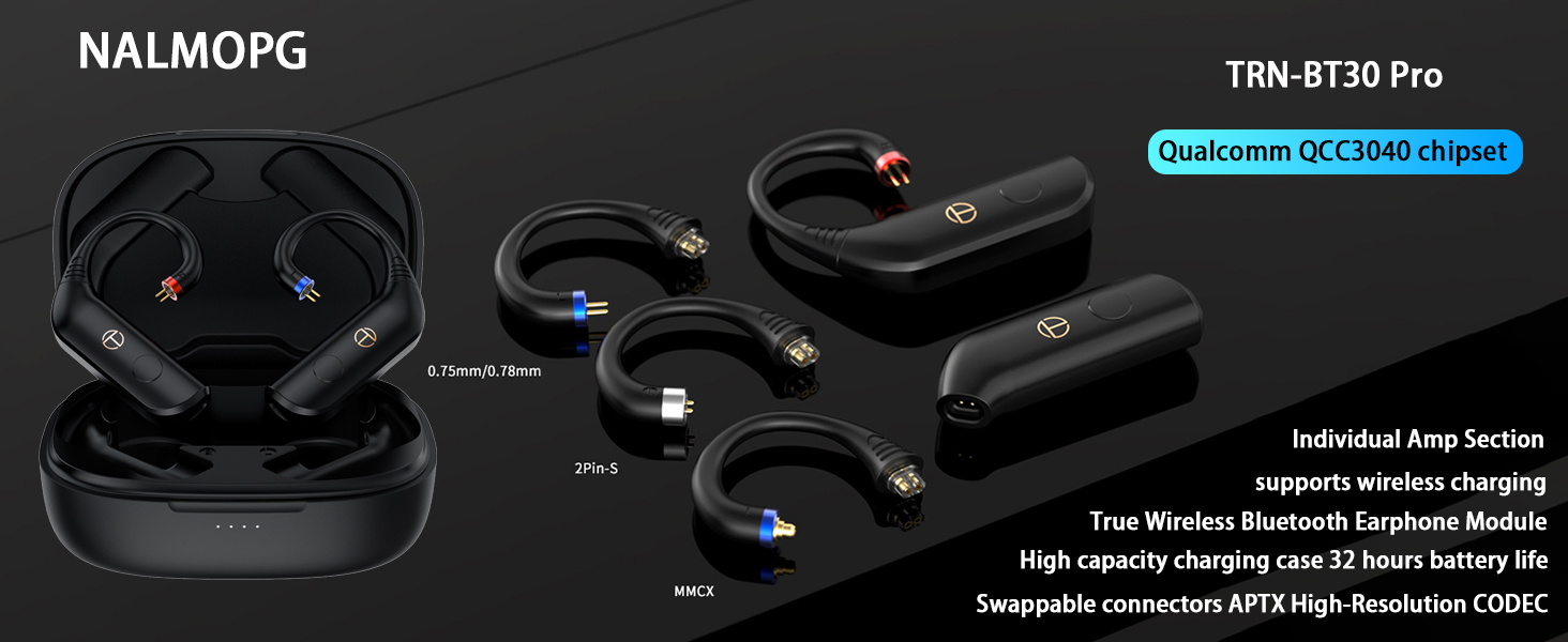 Amazon.com: TRN BT30 Pro IEM Bluetooth Adapter,Wireless Bluetooth Earphone Module,QCC3040 ...