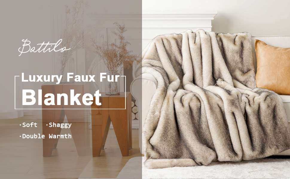 Amazon.com: BATTILO HOME Luxury Fluffy Faux Fur Throw Blanket, Cozy ...
