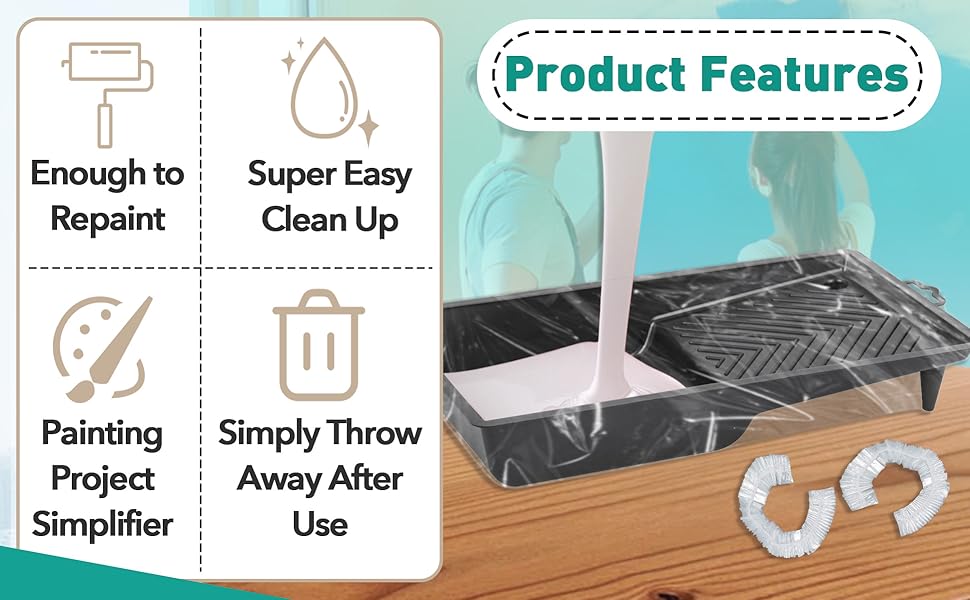 Amazon.com: 50 Pcs Paint Tray Liners Disposable - 18 Inch Paint Roller Tray Liner Plastic Paint ...