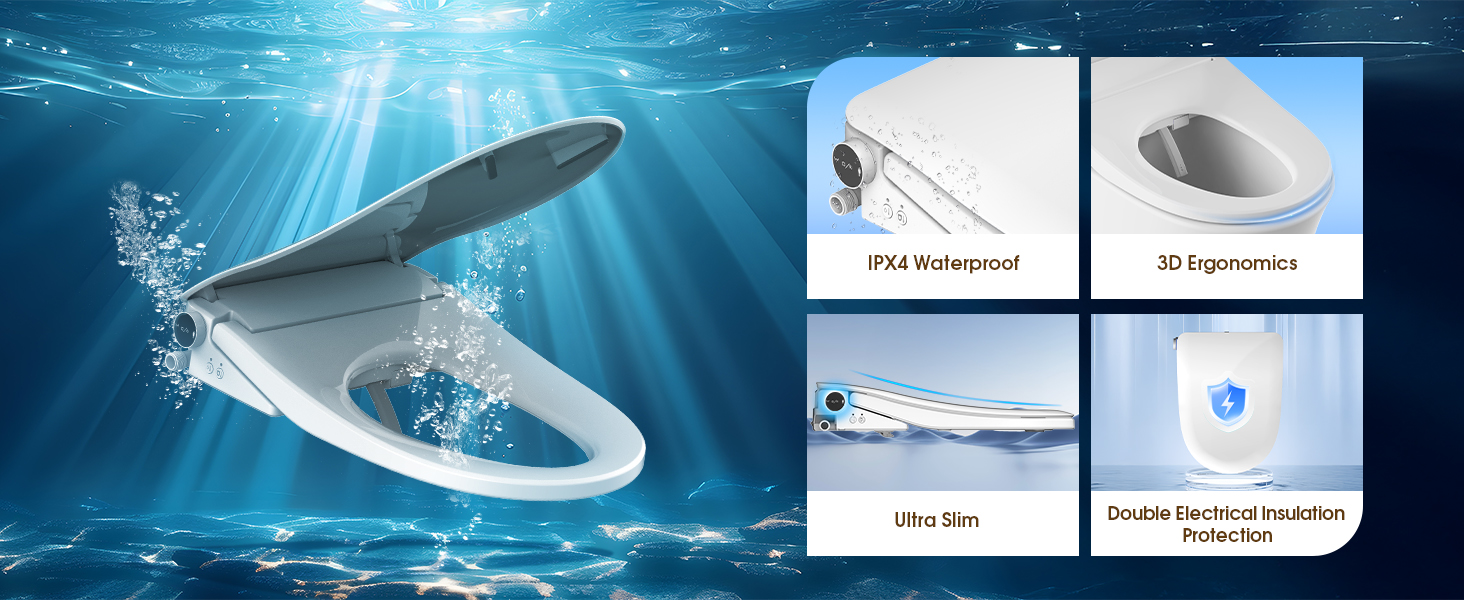 iliD Smart Max Bidet Toilet Seat, Electric Elongated Ecoseat with Four Cleaning Modes, Auto Open ...