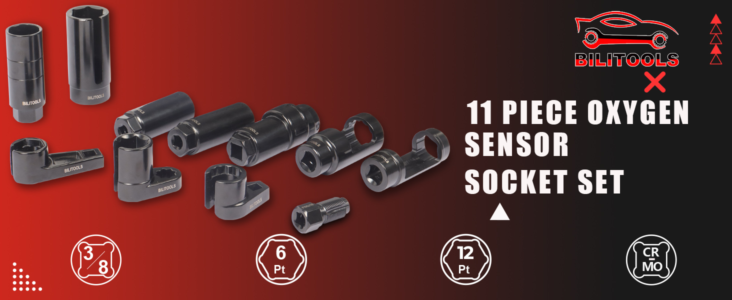 Amazon.com: BILITOOLS 11-Piece O2 Oxygen Sensor Socket Set 7/8" (22mm), 1" & 1-1/16", Offset ...