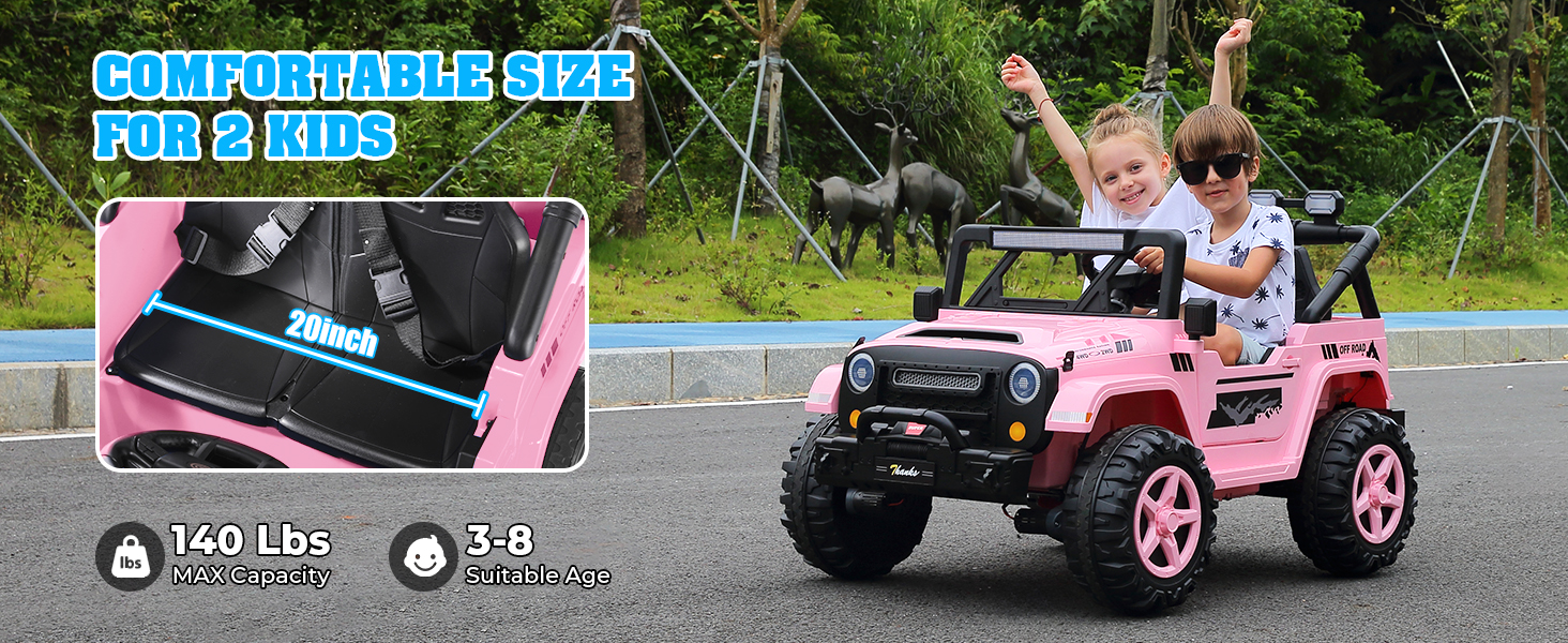 Amazon.com: Hikole 24 Volt 2 Seater Ride on Car for Kids, Two Seater Power Wheels 24V Electric ...