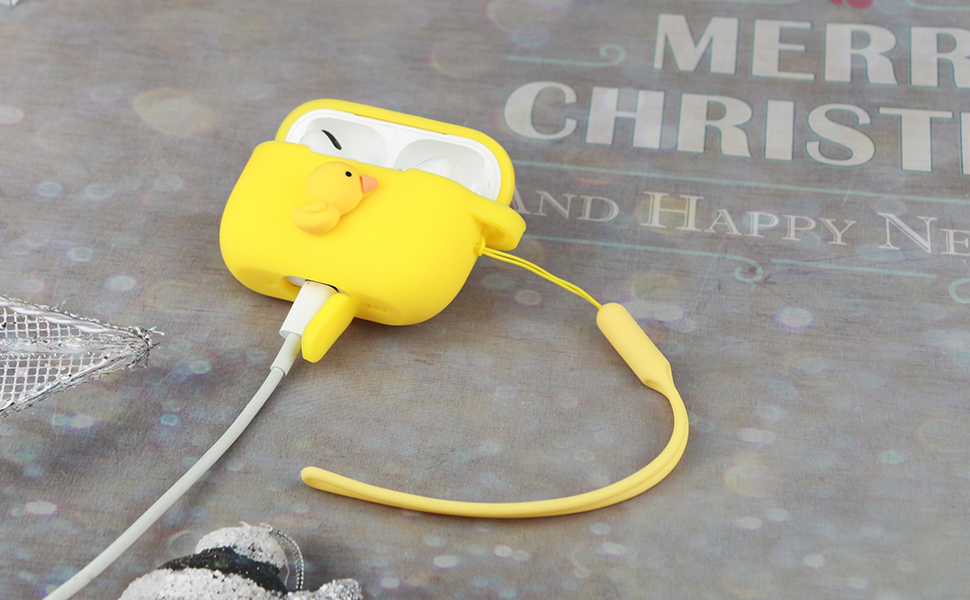 Amazon.com: Wonhibo Cute Duck Airpods Pro 2 Case for Women, Kawaii Yellow Silicone Cover for ...