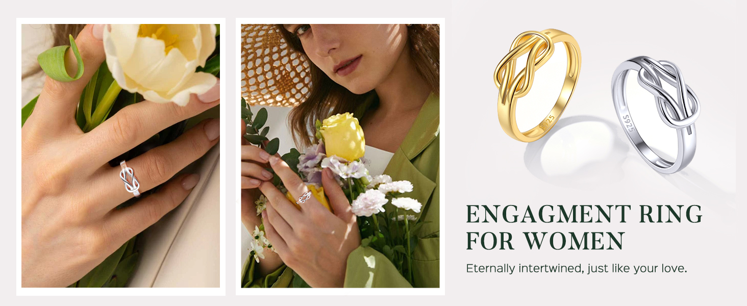 Amazon.com: ChicSilver 14K Gold Rings Infinity Knot Promise Rings for Women Hypoallergenic ...