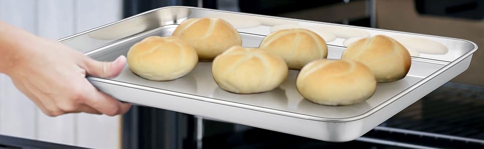 Amazon.com: Homikit Baking Pan Sheet, Stainless Steel Cookie Tray 16”x ...