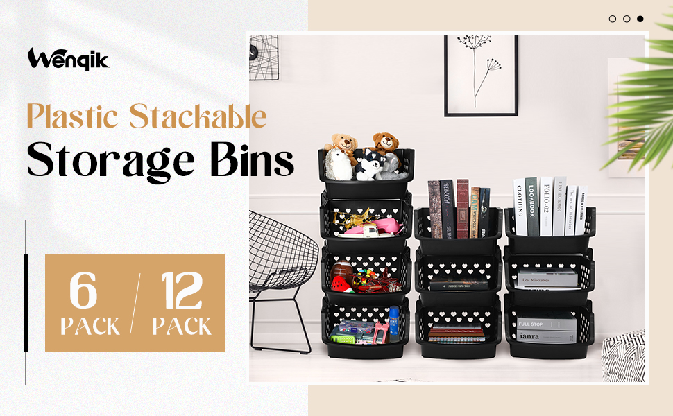 Amazon.com - Wenqik 12 Pack Plastic Stackable Storage Bins for ...