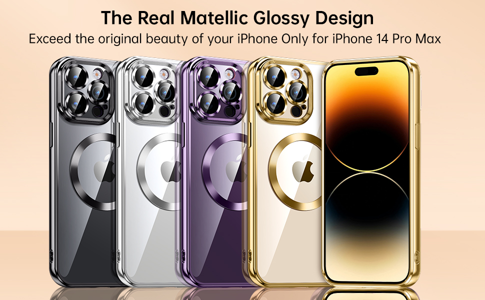 Amazon.com: JUESHITUO Magnetic Clear for iPhone 14 Pro Max Case with Full Camera Protection ...