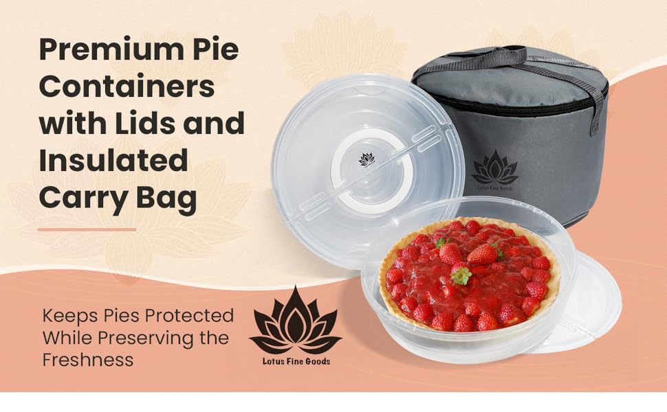 Amazon.com: 2 Pack Pie Carrier with Lid & Insulated Food Carrying Case Bag - 12" Food Storage ...