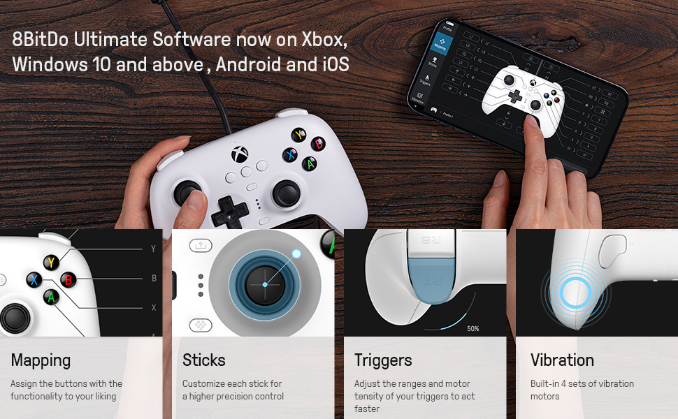 8Bitdo Ultimate Wired Controller for Xbox Series X, Xbox Series S, Xbox ...