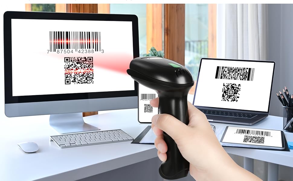 Amazon.com : WoneNice Wireless 1D 2D Barcode Scanner with Stand ...