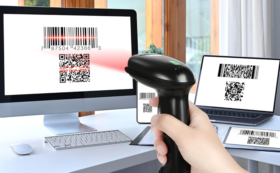 Amazon.com : WoneNice Wireless 1D 2D Barcode Scanner, Handheld QR Code Scanner CMOS Image Bar ...