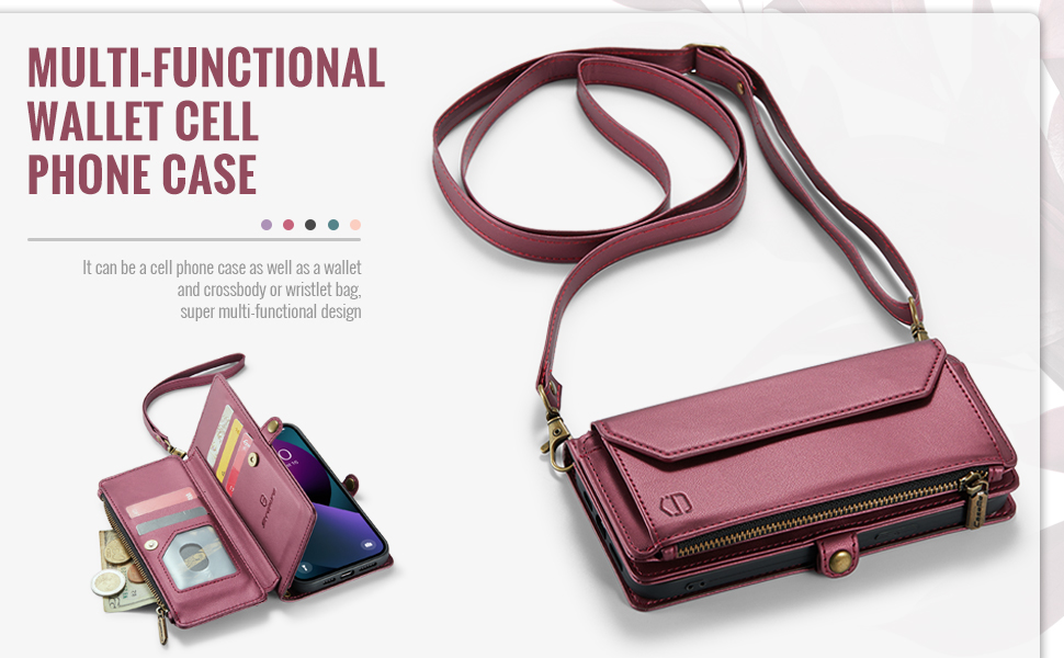 Amazon.com: Strapurs Crossbody Wallet Case Compatible with iPhone 13 RFID Blocking 7-Card Holder ...