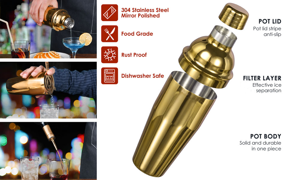 Amazon.com: Esmula 12 Piece Bartender Kit with Bamboo Stand, 25oz Cocktail Shaker Set for Mixed ...