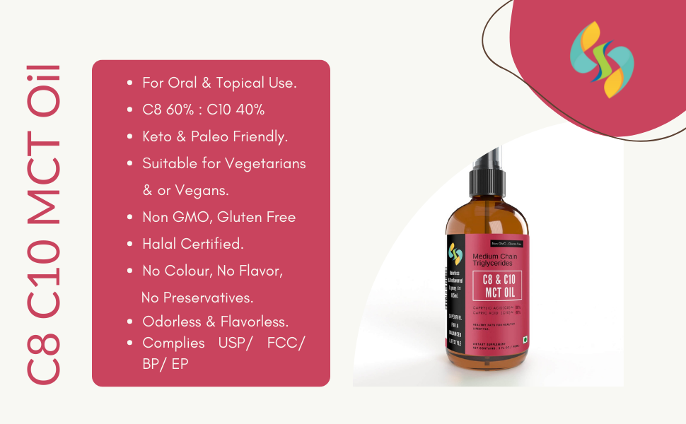 Sharrets C8 C10 Vegan MCT oil Spray for Skin, Heart, Brain, Muscles 2 x 90 ml (Oral & Topical ...