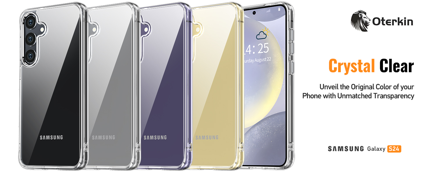 Amazon.com: Oterkin for Samsung Galaxy S24 Case Clear, [20X Anti-Yellowing Technology] S24 Phone ...