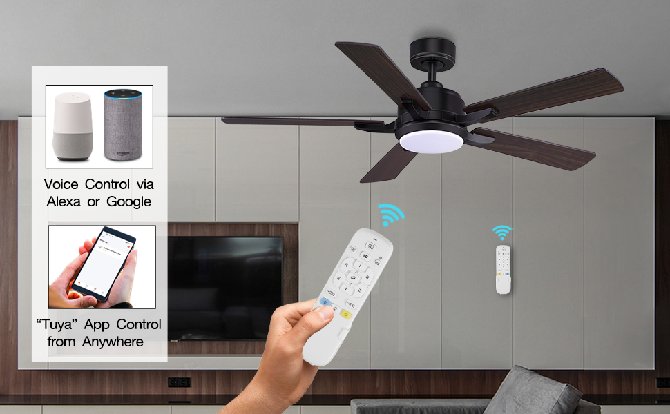 Livory 52 Smart Ceiling Fans with Lights Remote,Quiet DC Motor,Outdoor ...