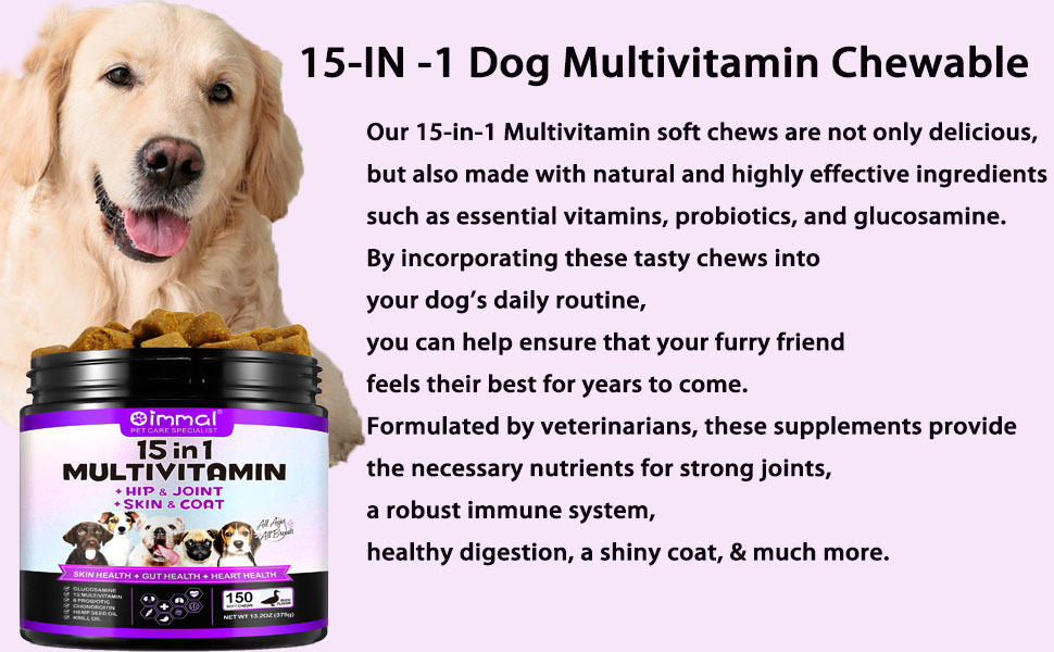 Amazon.com : 15-in-1 Dog Multivitamin Supplements, Dog Multivitamin Chewable with Glucosamine ...