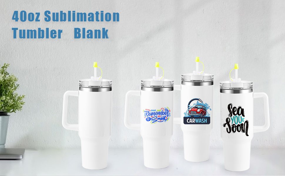 Amazon.com | Sublimation Tumbler Blank, 40 oz Personalized Insulated Tumbler with Lid & Straw ...