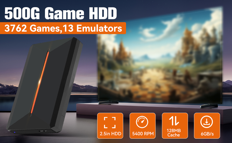 Generic Disco duro externo para juegos 500G, consola de juegos retro HDD compatible con sistema ...
