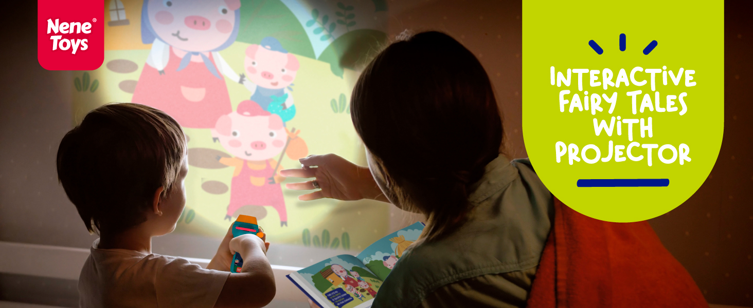 Amazon.com: Nene Toys Fairy Tales Interactive Book with Projector Flashlight & Shadow Puppets ...