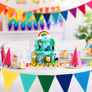 Outus 6 Sets Rainbow Pennant Banner Multicolor Felt Fabric Pennant ...