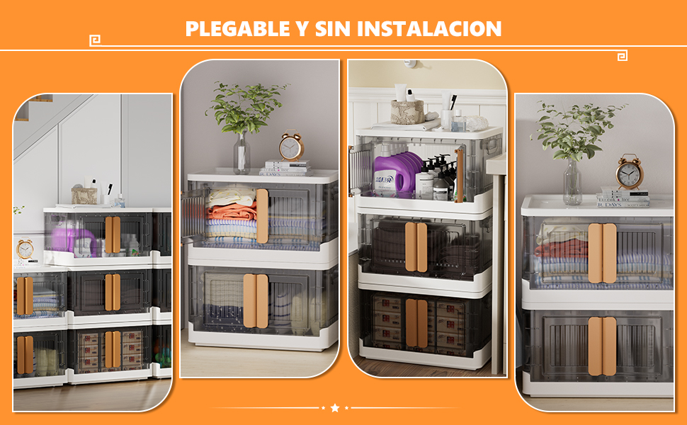 TECHVIDA Cajas de Almacenamiento Plegable 3pcs, Cajas de Plastico para ...