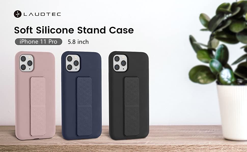 Amazon.com: LAUDTEC Silicone iPhone 11 Pro Case with Kickstand, Vertical/Horizontal Stand Hand ...