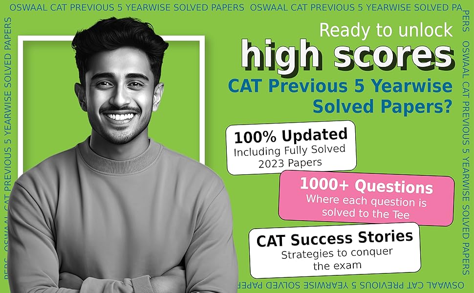Oswaal CAT 5 Years' Solved Papers | Year-wise & Shift-wise (2019 - 2023) | (VARC, DILR & QA ...