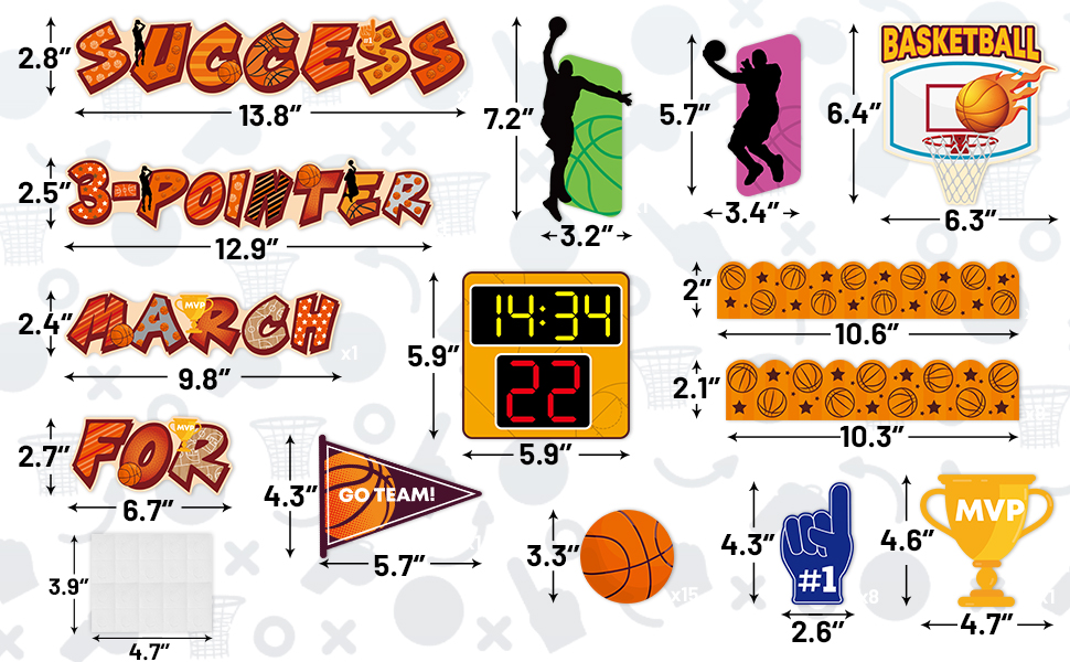 Amazon.com: 58 PCS Basketball Bulletin Board Decoration March Madness ...