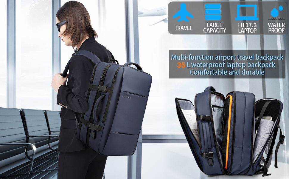 Amazon.com: BANGE Travel Backpack,35L Carry on Backpack, Men Airline Approved Backpack ...