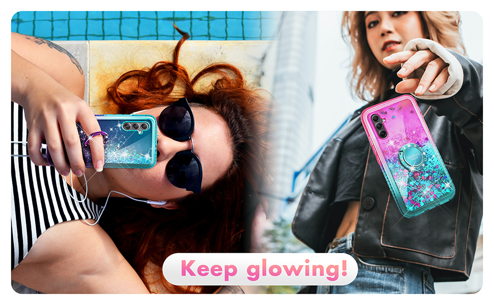 Amazon.com: Silverback for Galaxy A54 5G Phone Case, Moving Liquid Holographic Sparkle Glitter ...