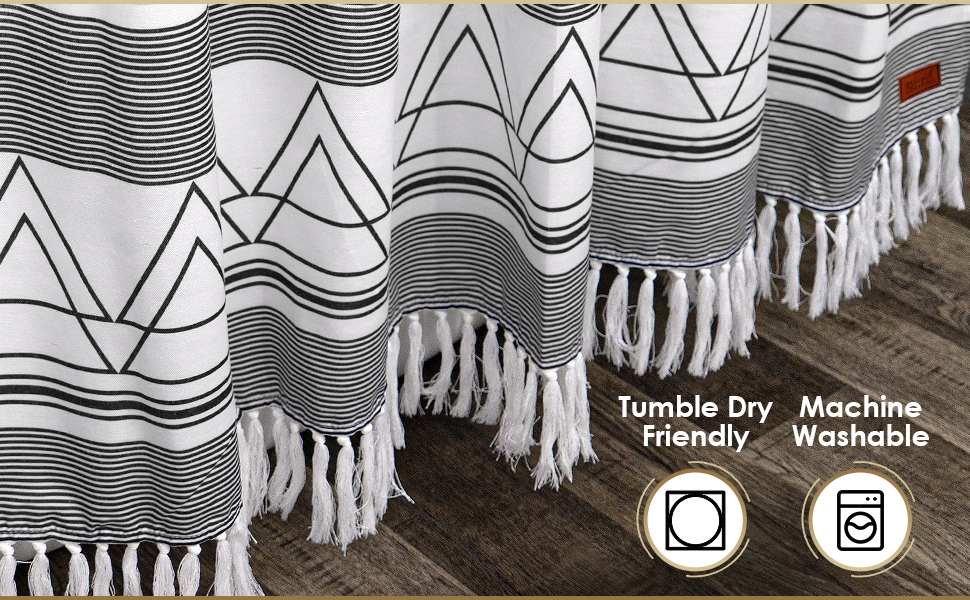 Amazon.com: Hearth & Honeysuckle Black and White Boho Farmhouse Shower Curtain - Black and White ...