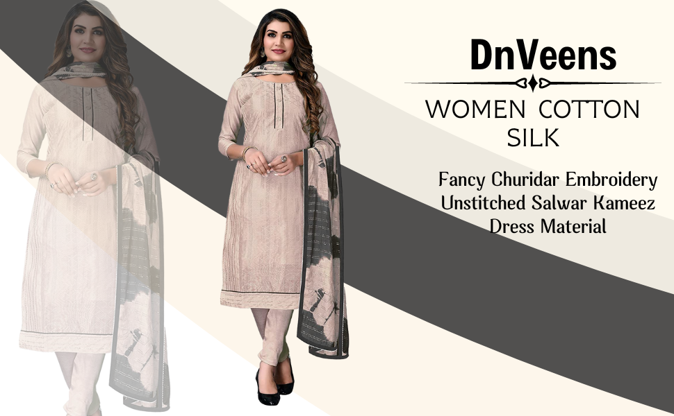 Buy DnVeens Women Cotton Silk Fancy Chudidar Embroidery Unstitched ...