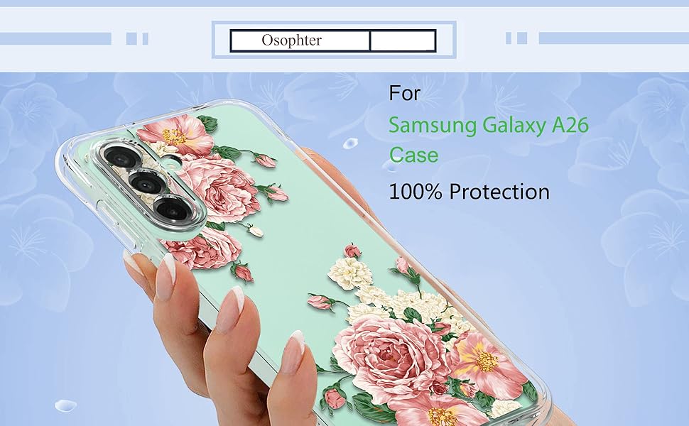 Amazon.com: Osophter for Samsung Galaxy A26 5G Case: Women Girls Flower Floral with Screen ...