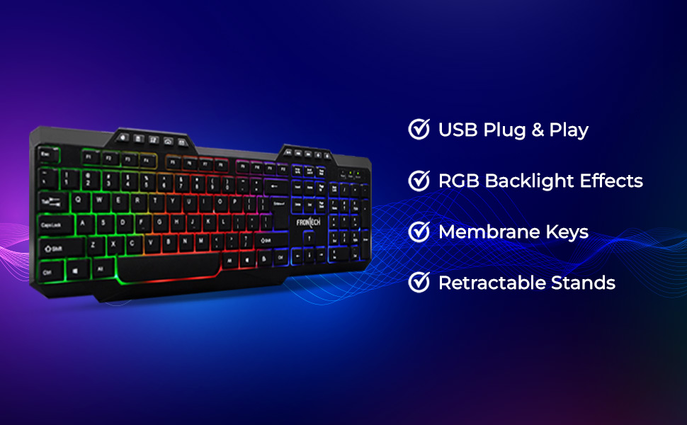 Amazon.in: Buy FRONTECH KB-0034 Black Wired Gaming Keyboard with Multicolor RGB Backlight ...