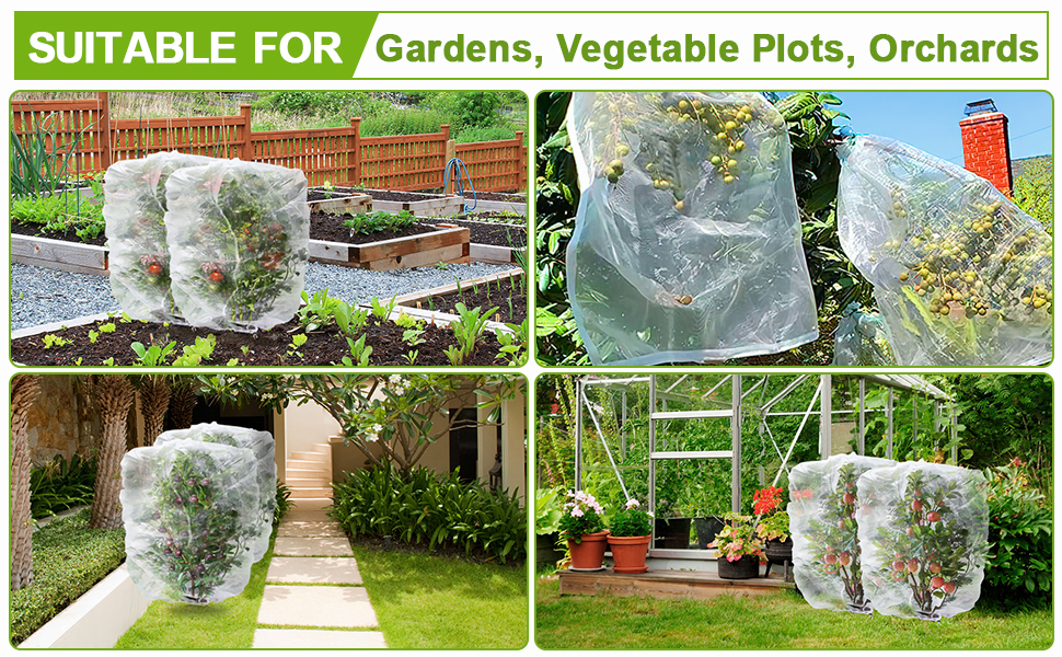 Amazon.com : 8 Pack Garden Netting Mesh Pest Barrier Plant Cover Bags with Drawstring, 3 Size ...