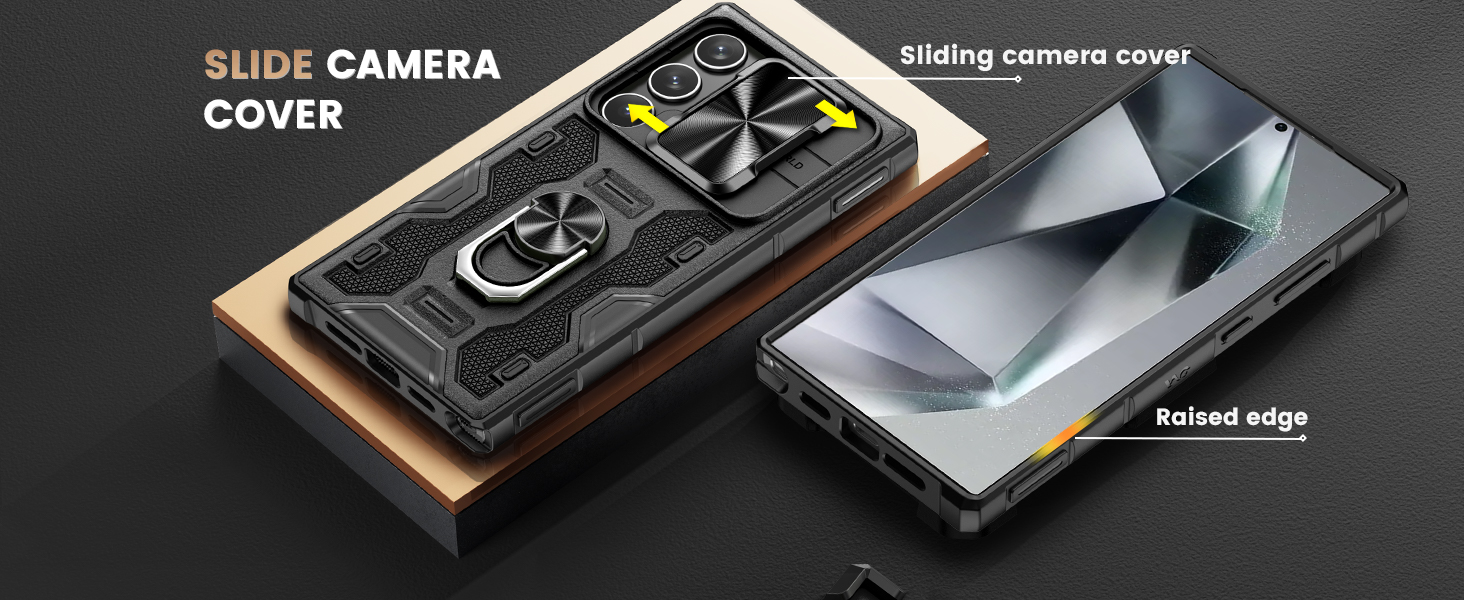 Amazon.com: Caka for Galaxy S24 Ultra Case with Belt Clip Holster & Stand & Slide Camera Cover ...