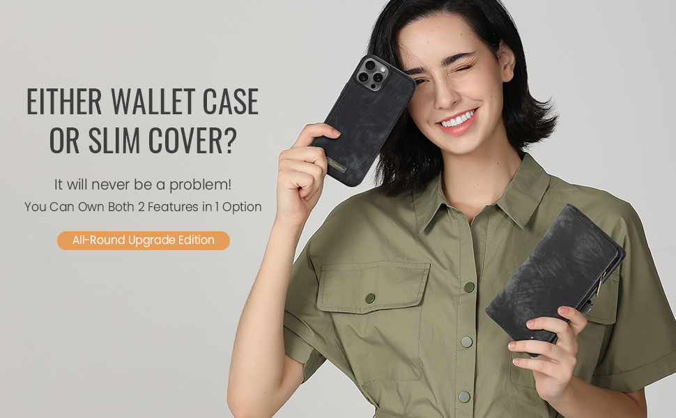 Amazon.com: Kowauri Wallet Case for iPhone 16 Pro, Zipper Purse Folio Leather Wallet with Card ...