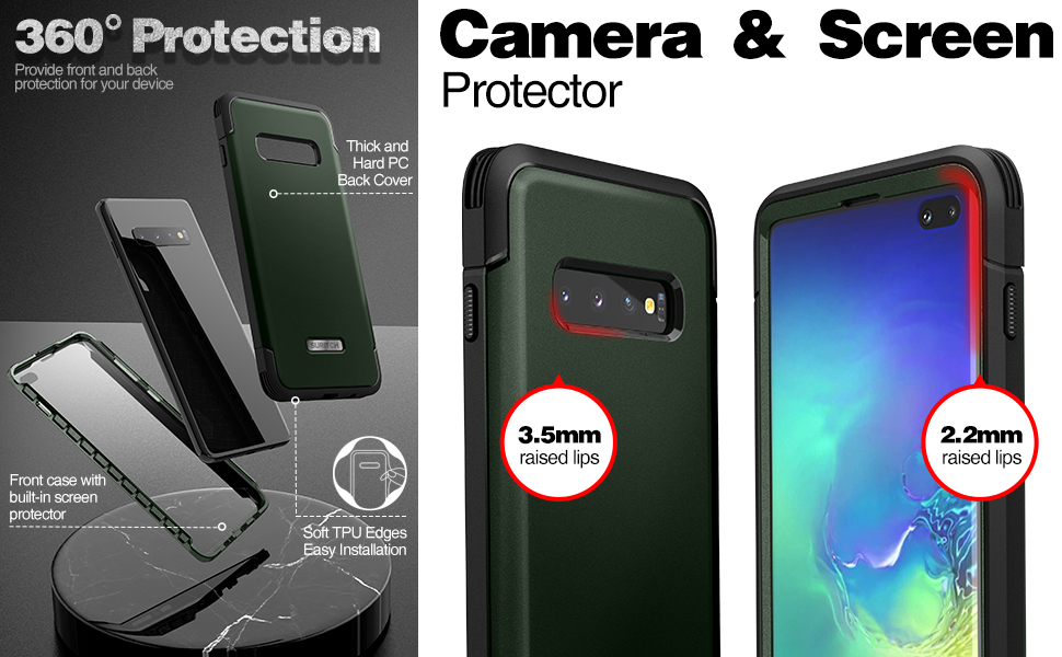 Amazon.com: SURITCH for Samsung Galaxy S10 Plus Case, [Built-in Screen Protector] 360° Full ...