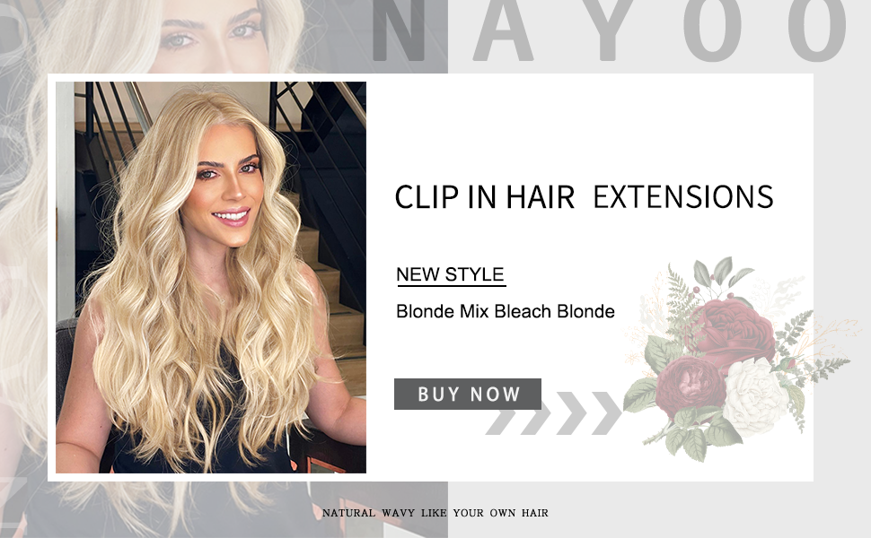 Amazon.com : NAYOO Clip in Hair Extensions for Women 20 Inch Long Wavy Curly Blonde Mix Bleach ...